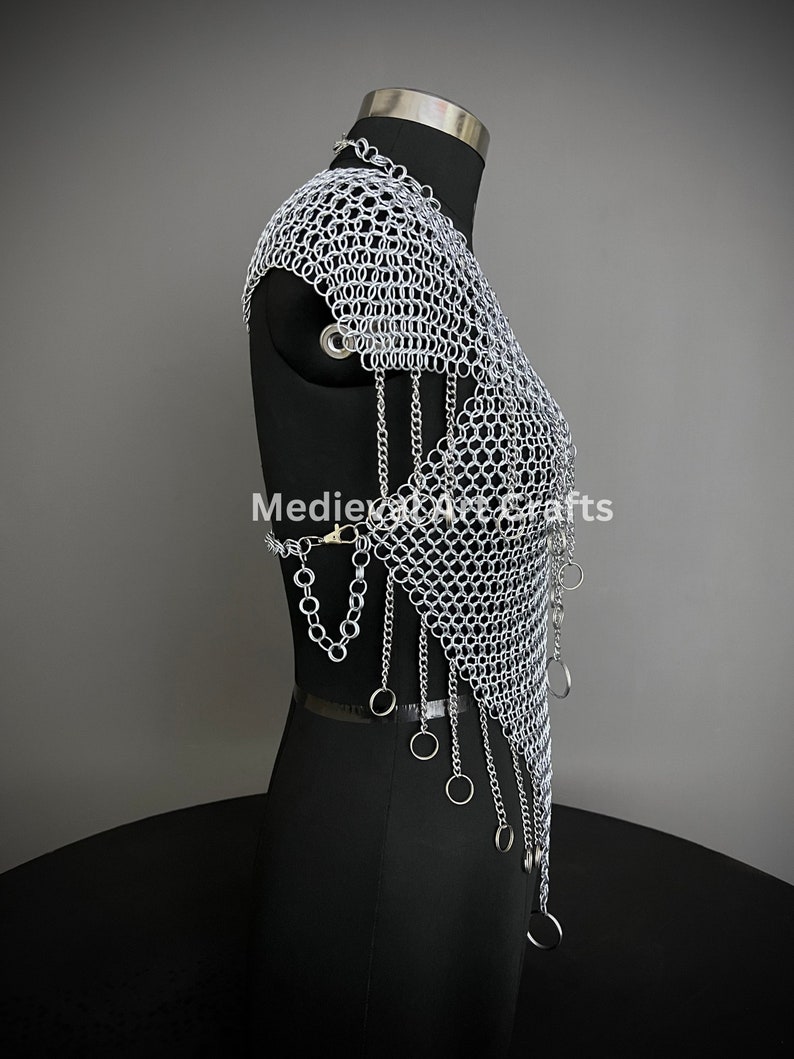 Chainmail Harness, Chainmail Chains Layers Top, Jump Rings Costume ...