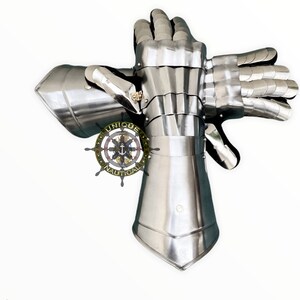 Medieval Solid Steel Knight Gauntlet With Leather Gloves Inside Fully ...