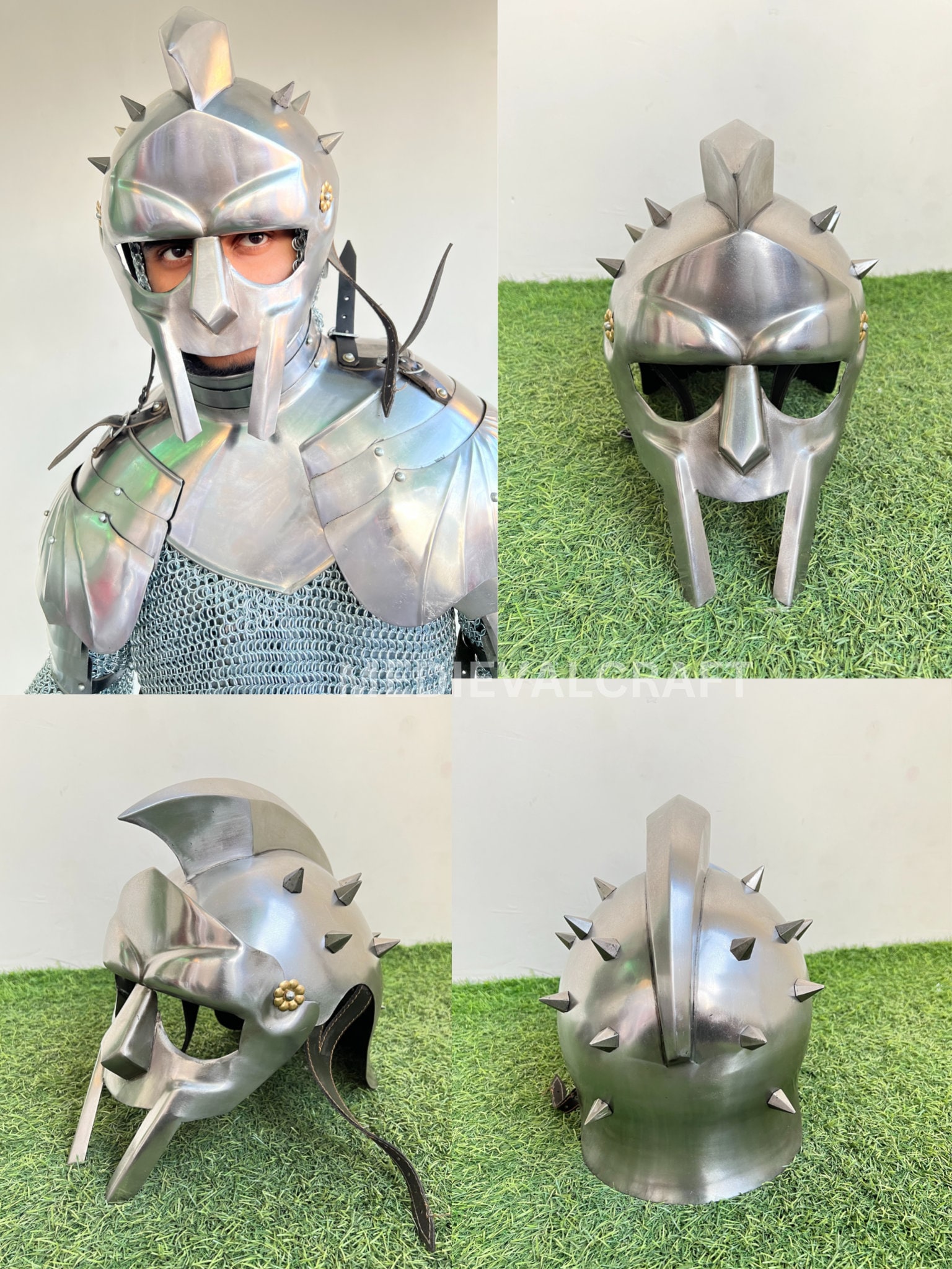 Medieval Gladiator Maximus Helmet, Knight Spartan Helmet, Larp Helmet ...