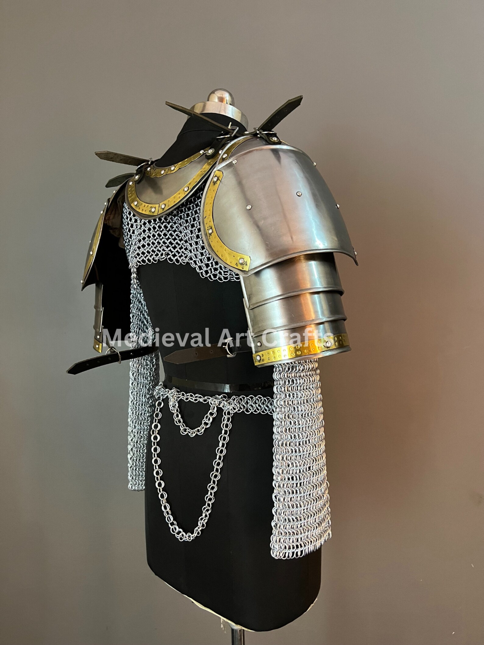 Medieval Hussar Gorget Pouldron Armor, Chainmail Armor, Larp Armor, Cosplay Armor, Sca Armor ...