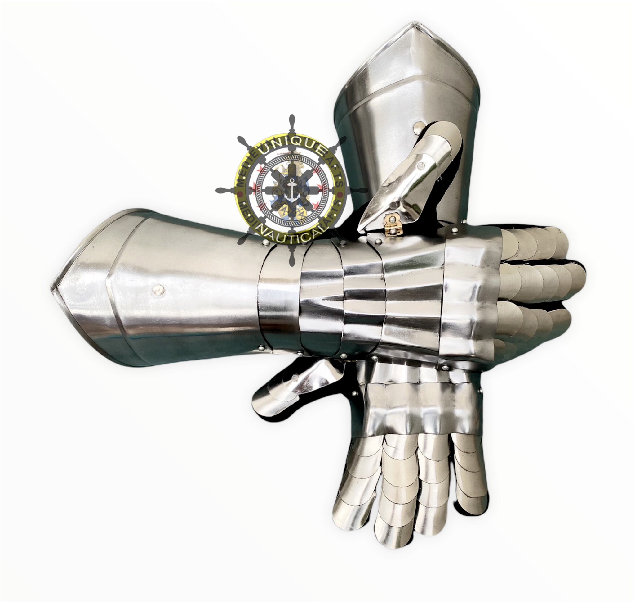 Medieval Solid Steel Knight Gauntlet With Leather Gloves - Etsy