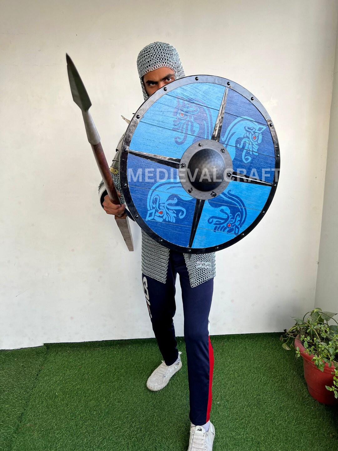 Medieval Viking Dragon Shield, Collectible Wooden Shield, Larp Armor ...