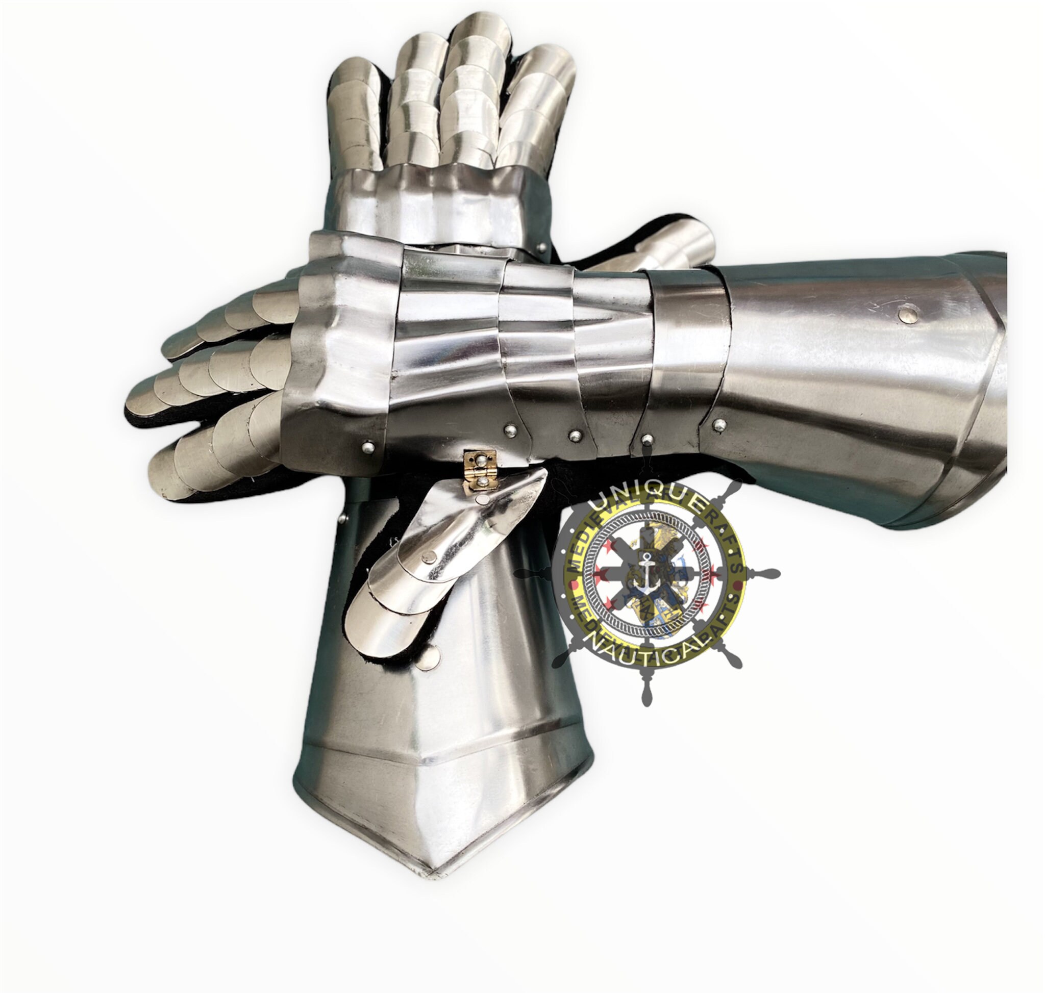 Medieval Solid Steel Knight Gauntlet With Leather Gloves - Etsy