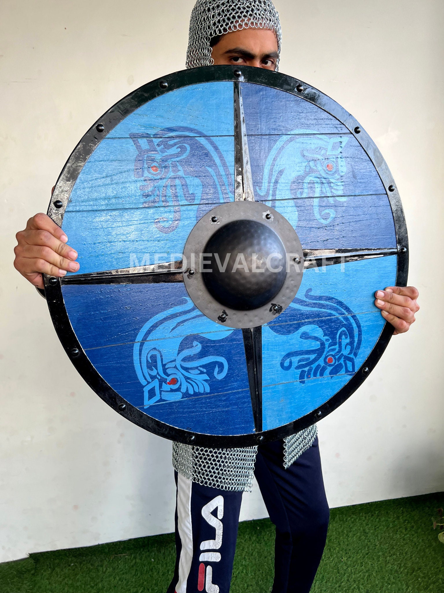 Medieval Viking Dragon Shield, Collectible Wooden Shield, Larp Armor ...