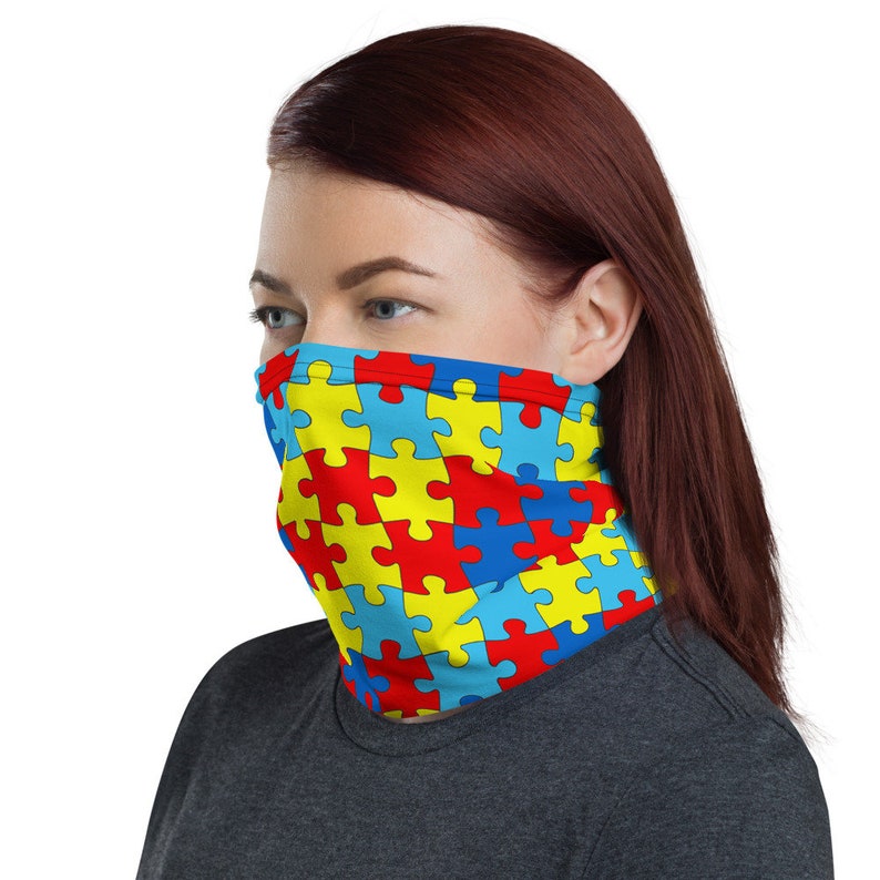Colorful Rainbow Jigsaw Puzzle Neck Gaiter Face Mask: Washable Bandana ...