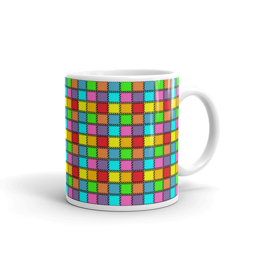 Rainbow Checker Coffee Mug - Etsy UK