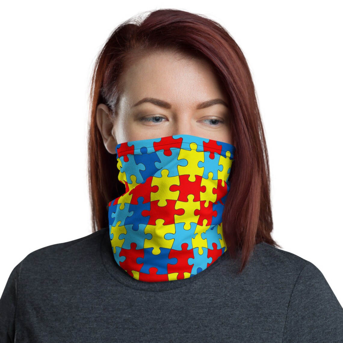 Colorful Rainbow Jigsaw Puzzle Neck Gaiter Face Mask: Washable Bandana ...