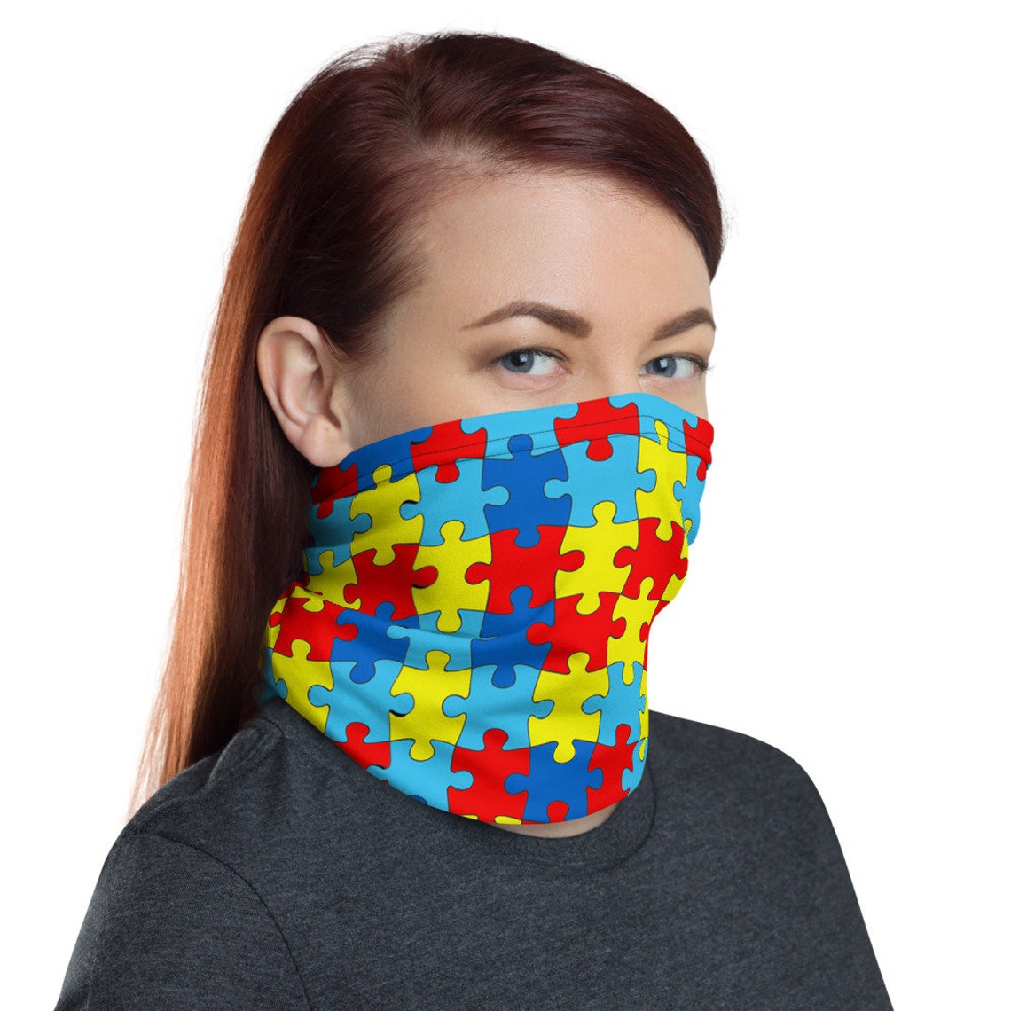 Colorful Rainbow Jigsaw Puzzle Neck Gaiter Face Mask: Washable Bandana ...