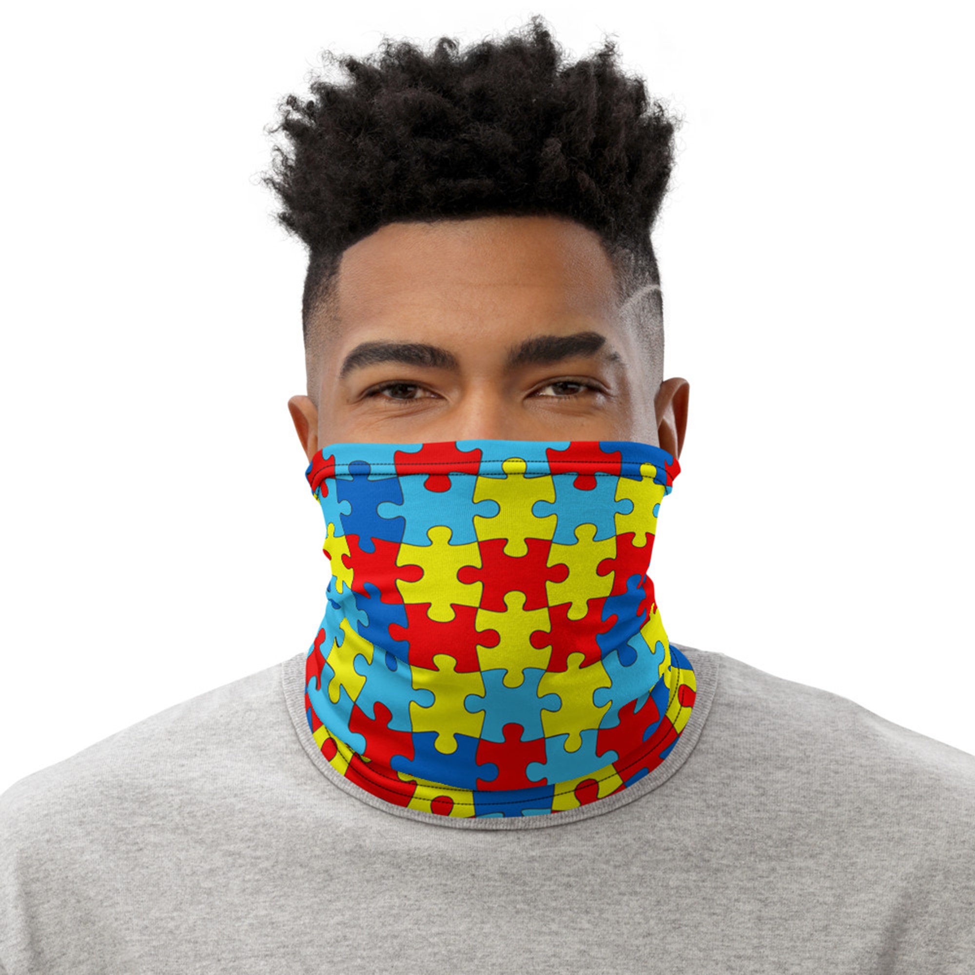 Colorful Rainbow Jigsaw Puzzle Neck Gaiter Face Mask: Washable Bandana ...
