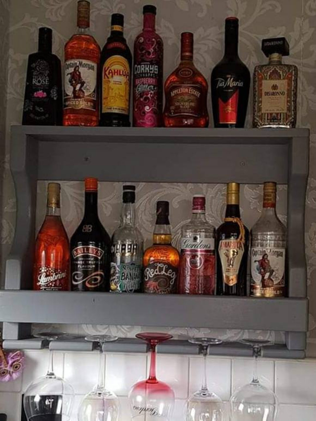 Gin Racks,winerack,handcraft Wine Wall Mounted/bar Shelf/gin Bar/black ...