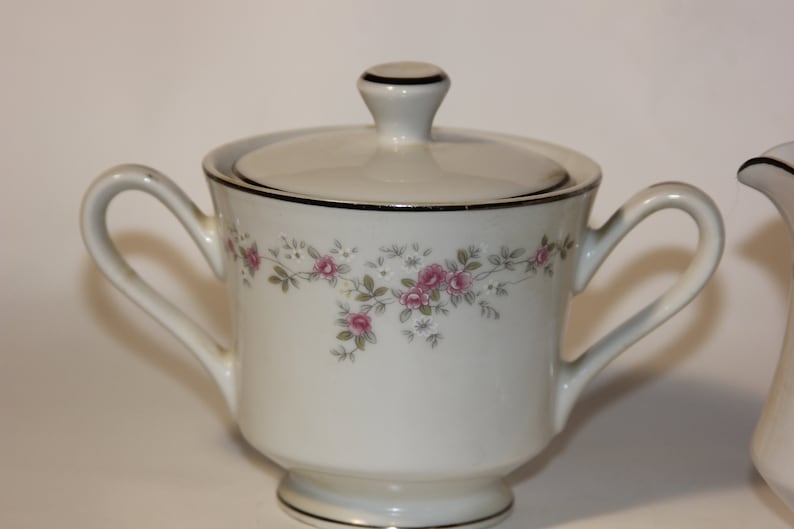 Wellin Fine China 5747 Julie Creamer & Sugar Set - Pink Floral Creamer ...
