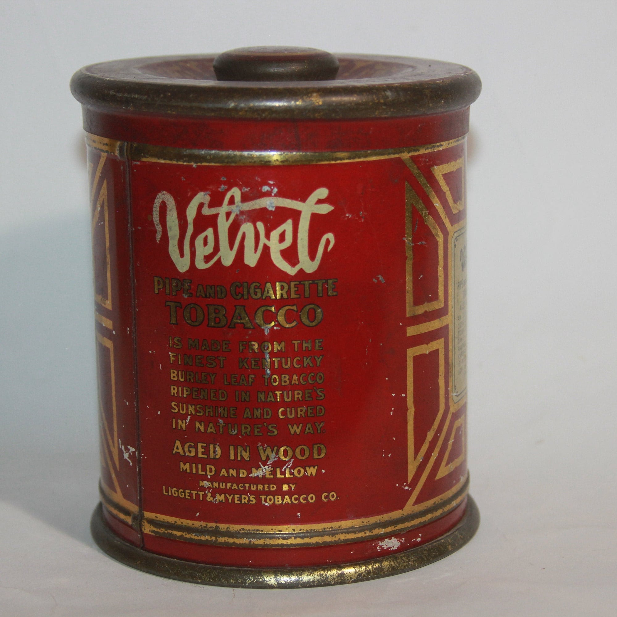 Rare Antique Velvet Pipe and Cigarette Tobacco Round Can/tin - Etsy