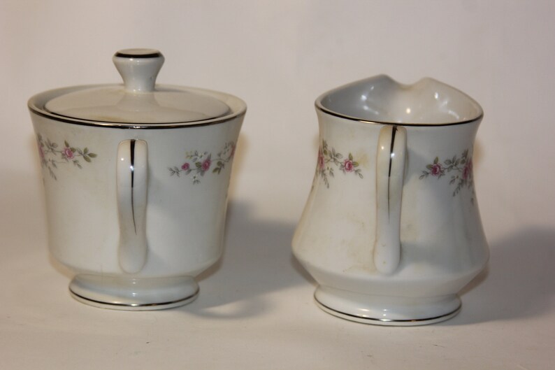 Wellin Fine China 5747 Julie Creamer & Sugar Set - Pink Floral Creamer ...