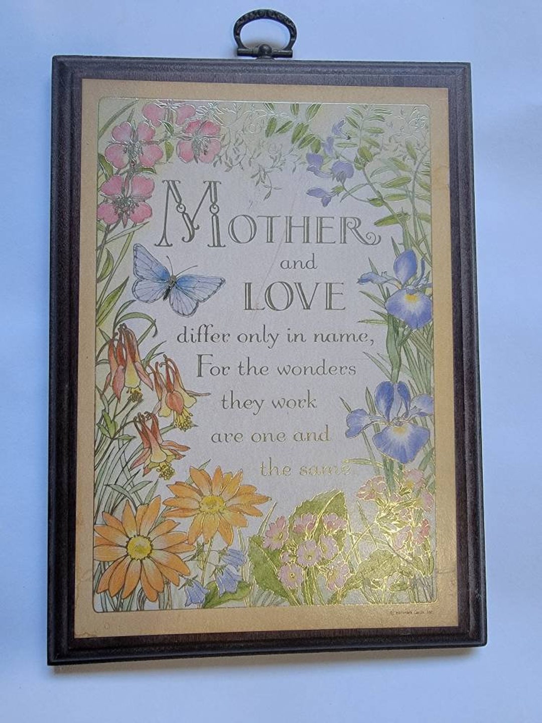 Vtg Mother and Love Plaque Garden Flowers Hallmark Butterfly Floral ...