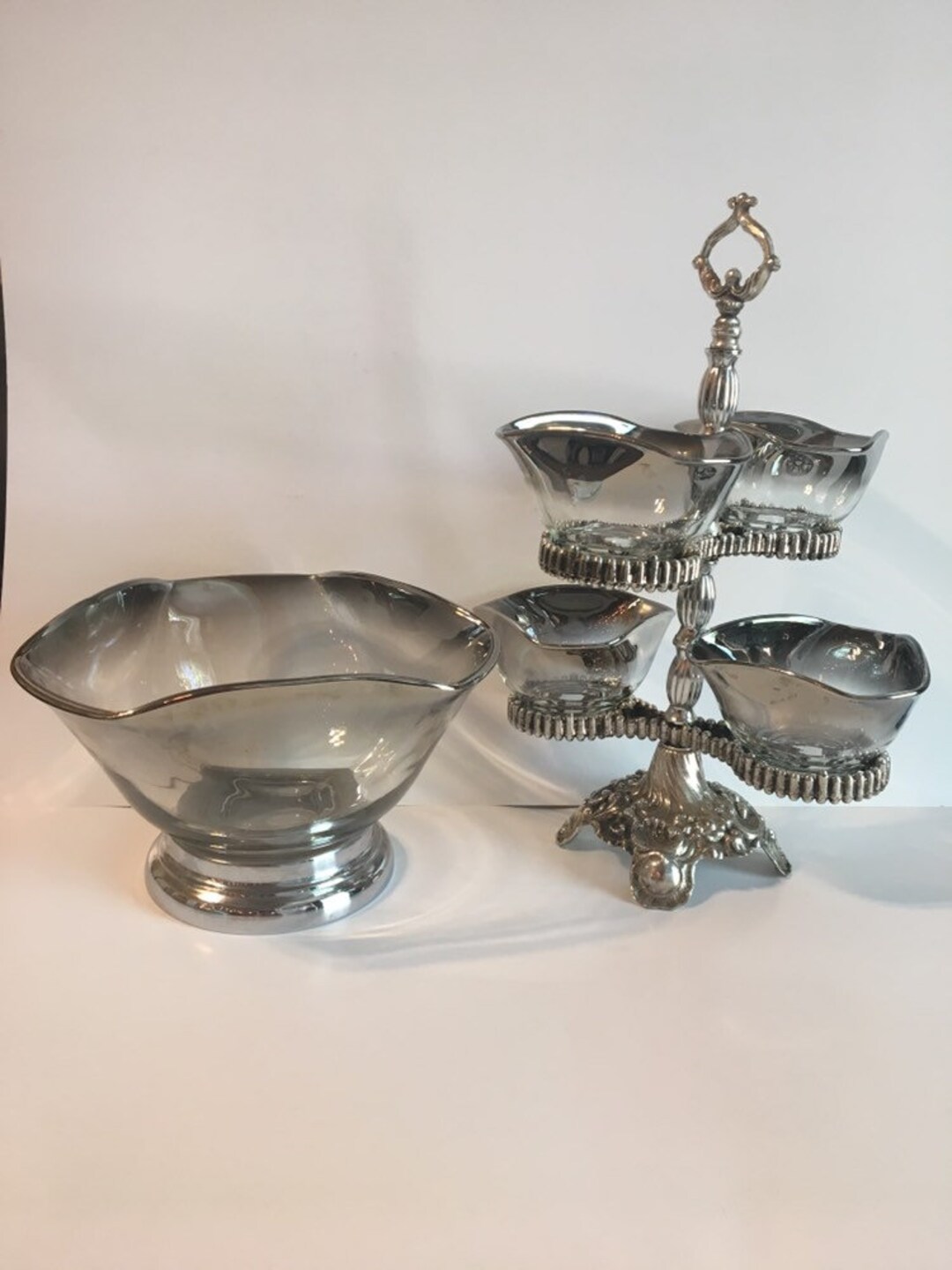 Vitreon Queen Lusterware Silver Ombre - Caddy and Bowl Set - L-L WMC ...