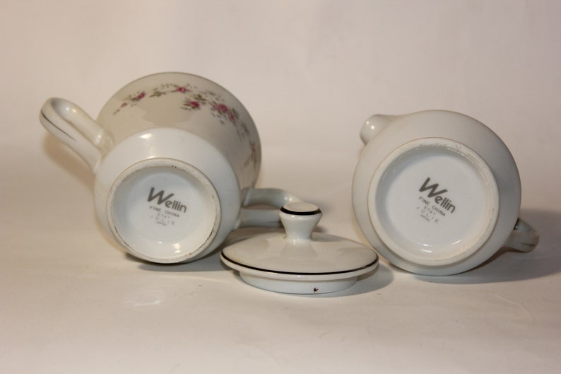 Wellin Fine China 5747 Julie Creamer & Sugar Set - Pink Floral Creamer ...