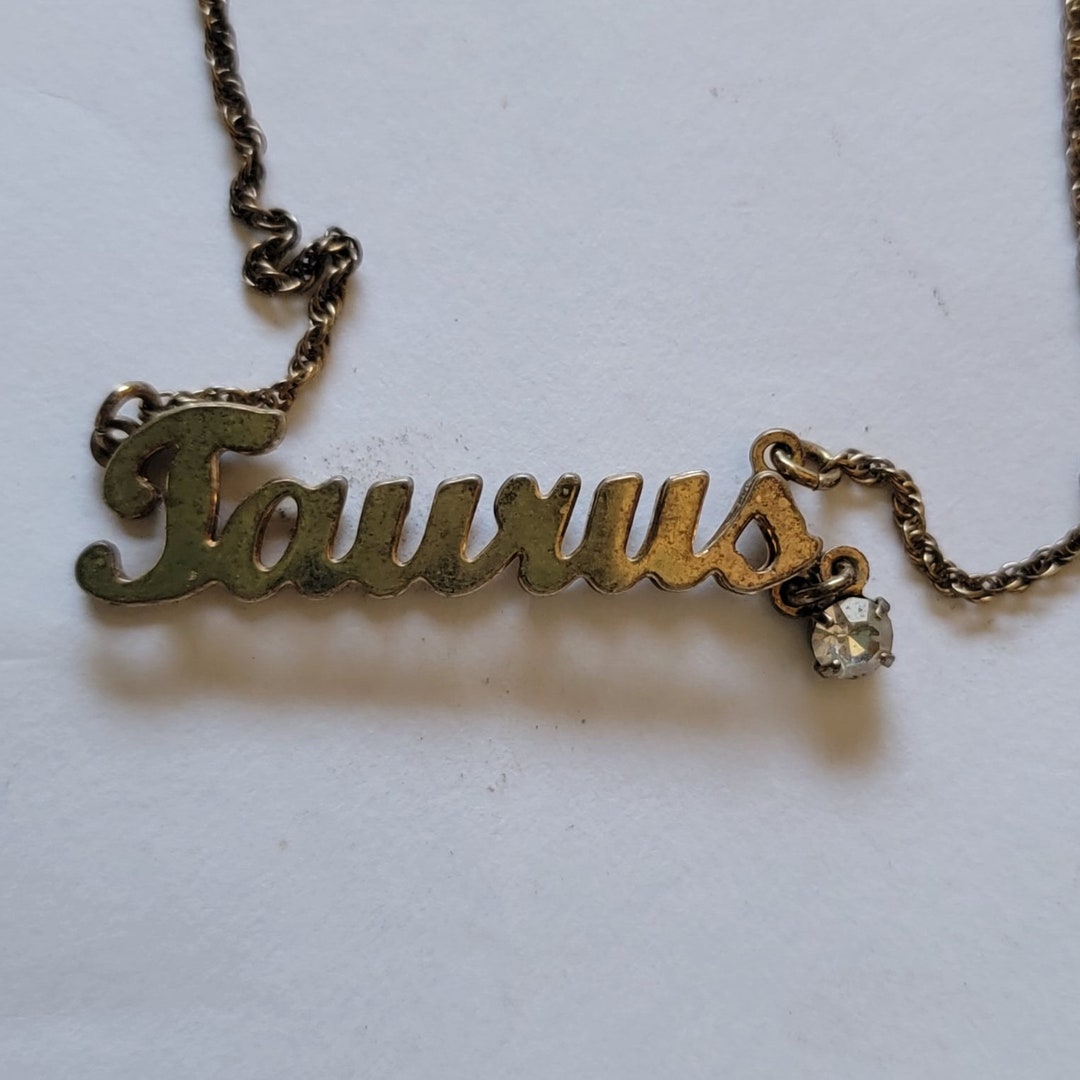 Vtg Avon Taurus Zodiac Script Necklace Astrology Pendant Necklace Zodiac Sign Zodiac Sign Decor ...