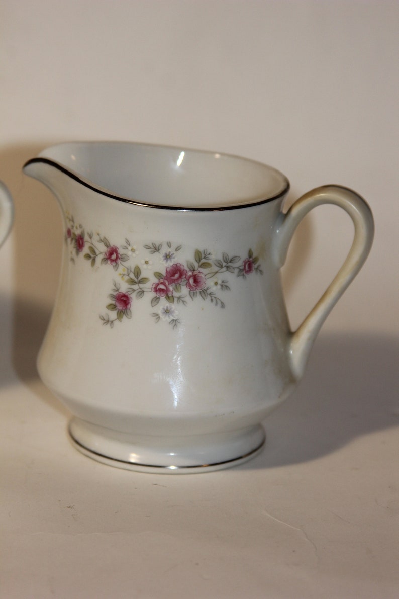 Wellin Fine China 5747 Julie Creamer & Sugar Set - Pink Floral Creamer ...