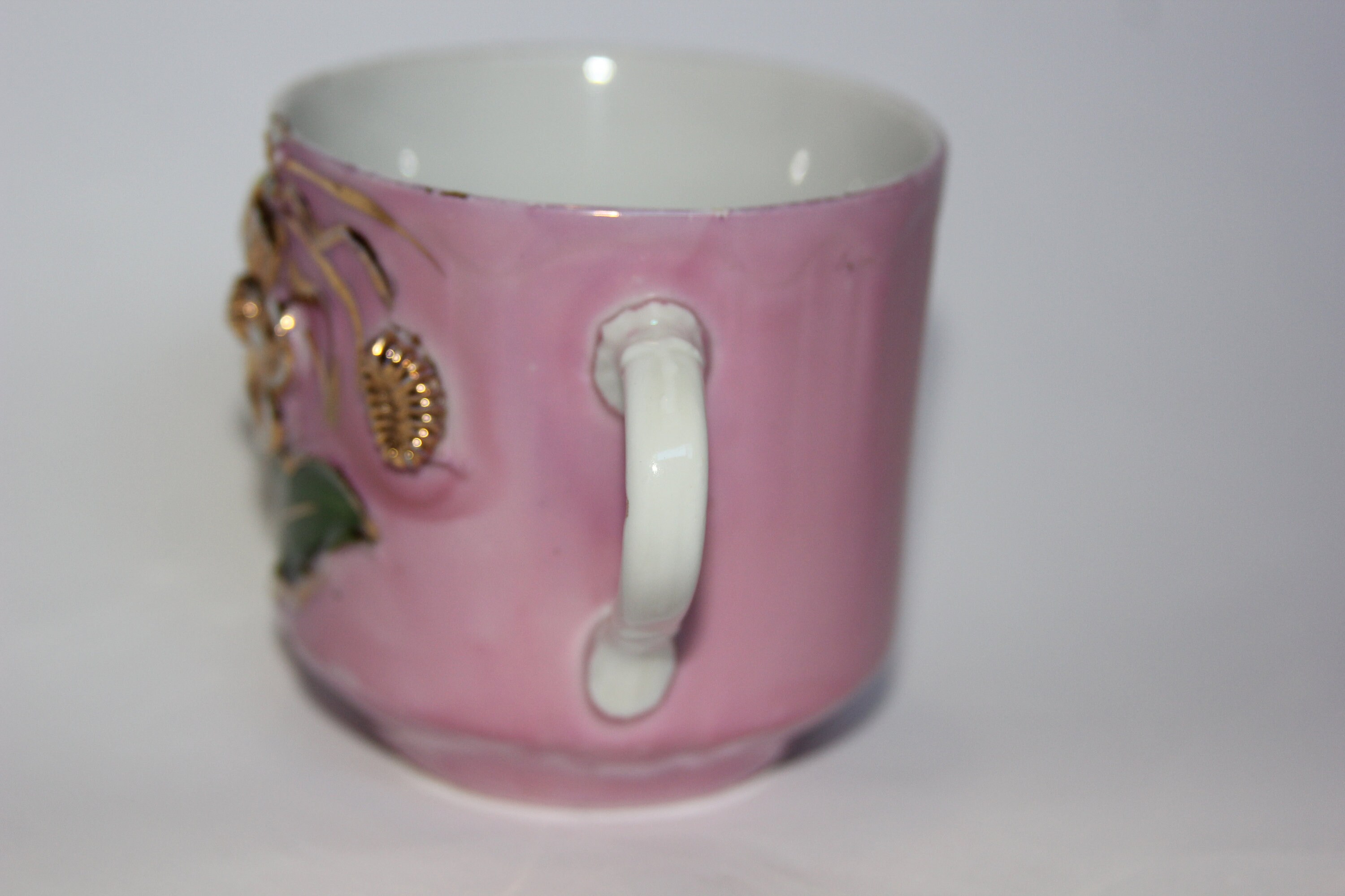 German Luster Gold Porcelain A Present Tea Cup Raised Floral Lusterware ...