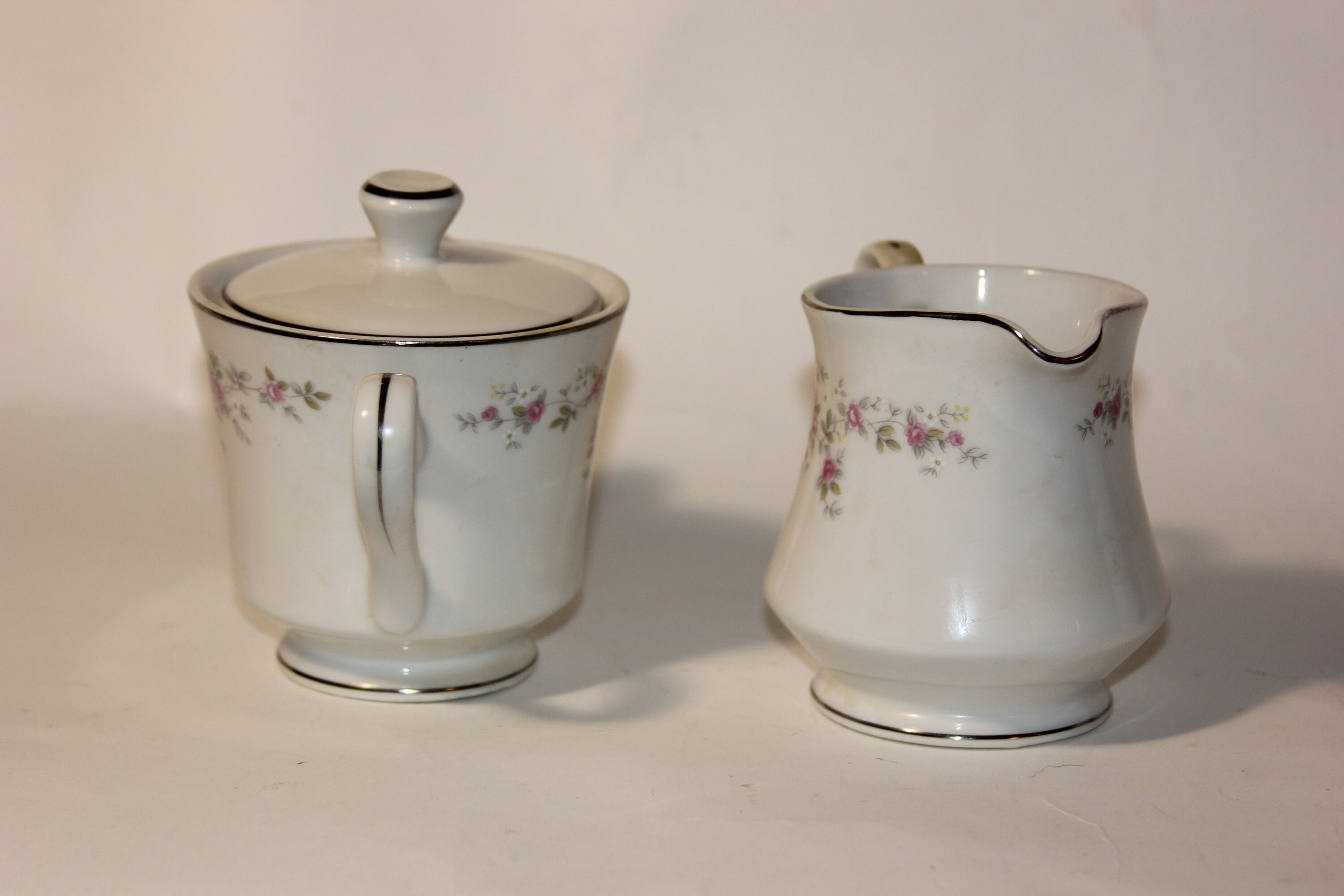 Wellin Fine China 5747 Julie Creamer & Sugar Set - Pink Floral Creamer ...