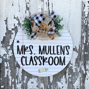 Teacher Door Hanger, Wood Door Hanger, Teacher Bow, Door Hanger With ...