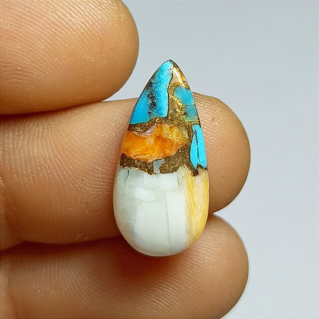 A One Quality Spiny Oyster Cabochon Gemstone / Awesome Designer Copper ...