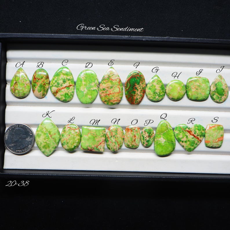 Green Sea Sediment Jasper Cabochon: Ocean Pattern Gemstone for Jewelry ...