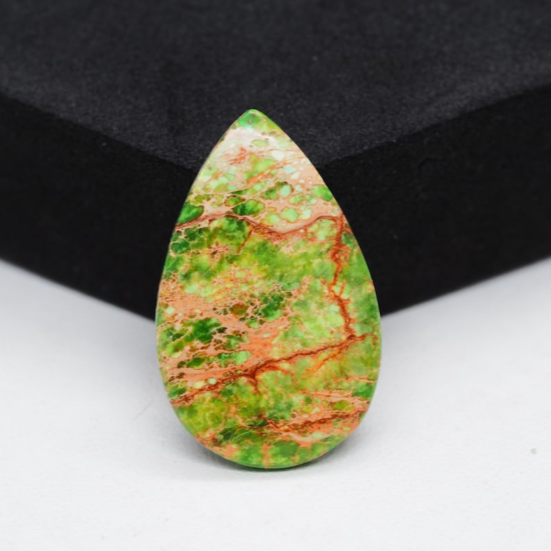 Green Sea Sediment Jasper Cabochon: Ocean Pattern Gemstone for Jewelry ...