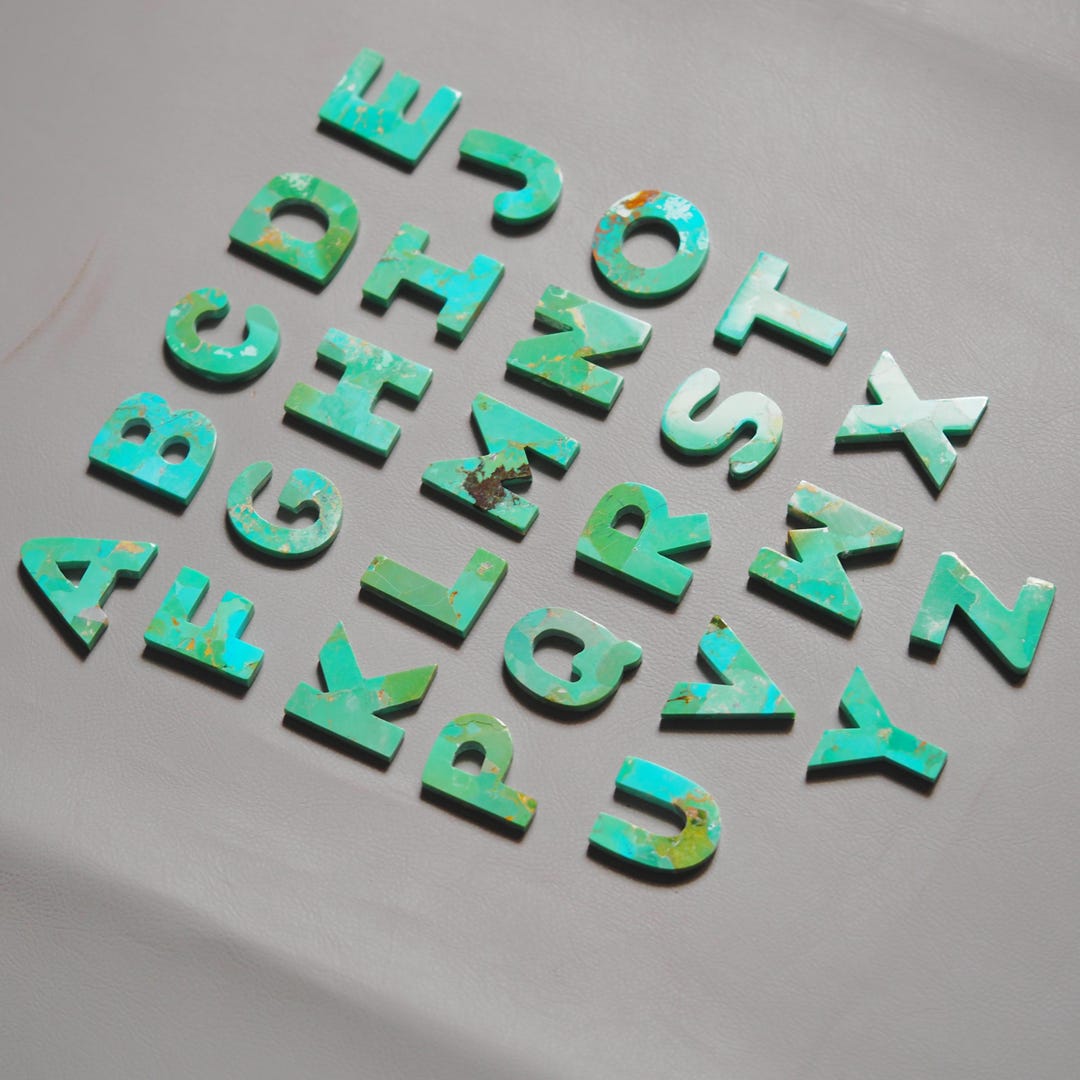 Alphabet Letters A–Z Mohave Turquoise Gemstone Initial Jewelry Supply ...