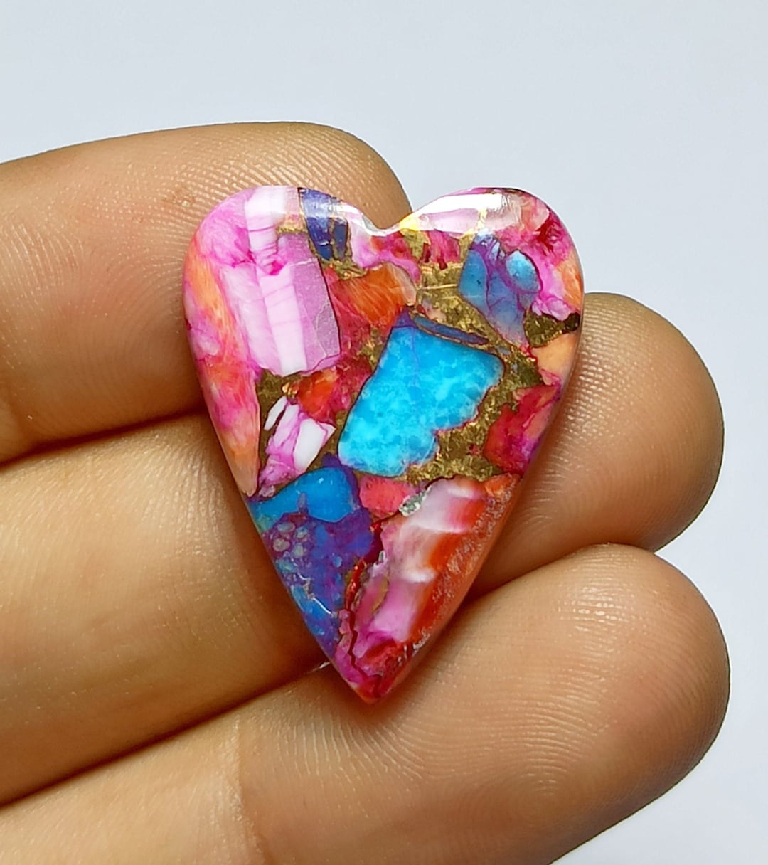 Awesome Pink Spiny Oyster Copper Turquoise Handmade Gemstone Cabochon ...