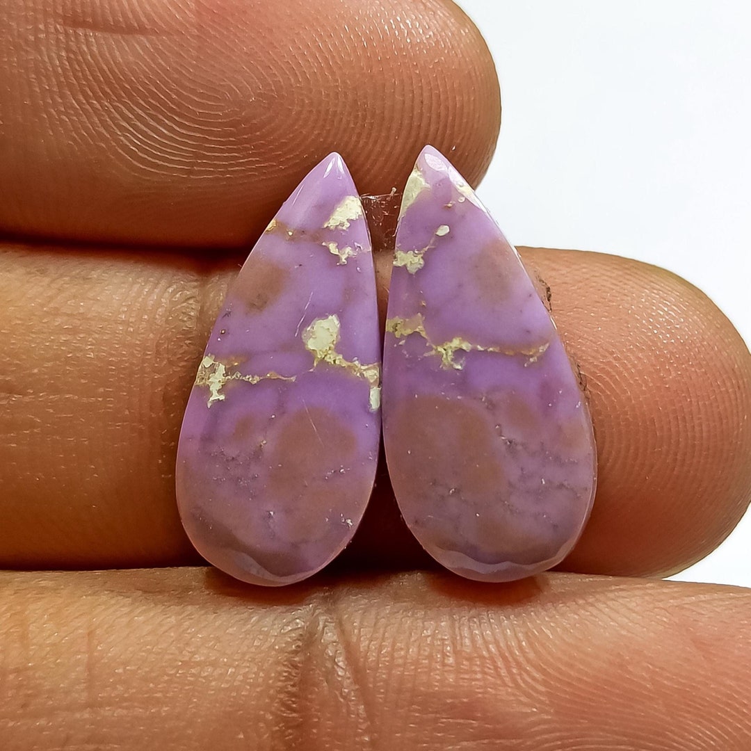 Fantastic Quality Phosphosiderite Pair Cabochon / Gorgeous Purple Phosphosiderite Pair Gemstone ...
