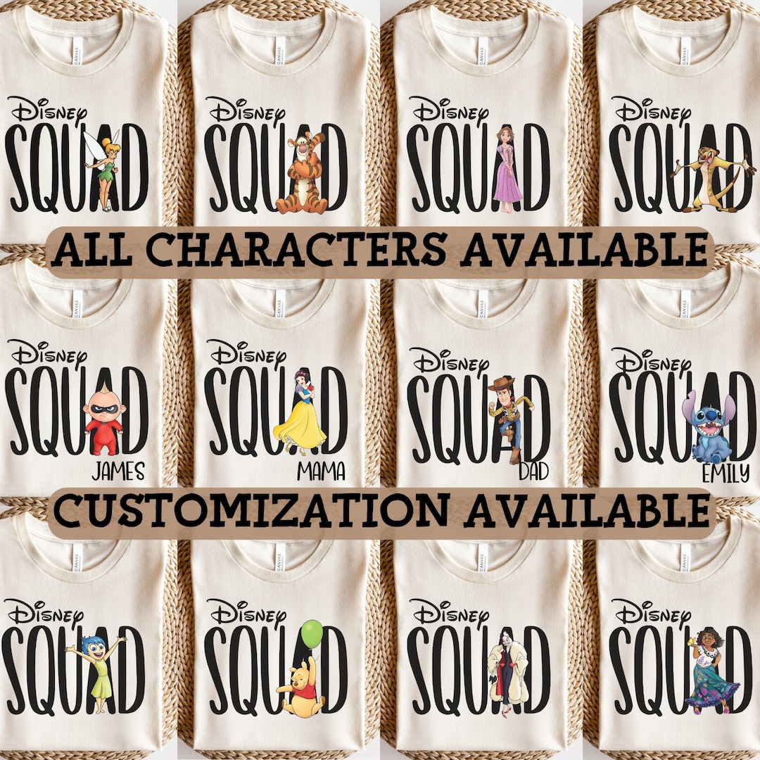 Disney Squad Shirts, Disney Characters Shirt, Matching Disney Family ...