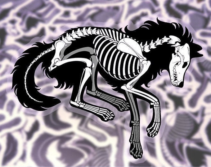 Dancing Wolf Skeleton Sticker - Clear Sticker, Transparent Background ...
