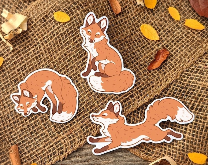 Fox Vinyl Stickers pack of 3 Cute Waterproof Fox Sticker - Etsy