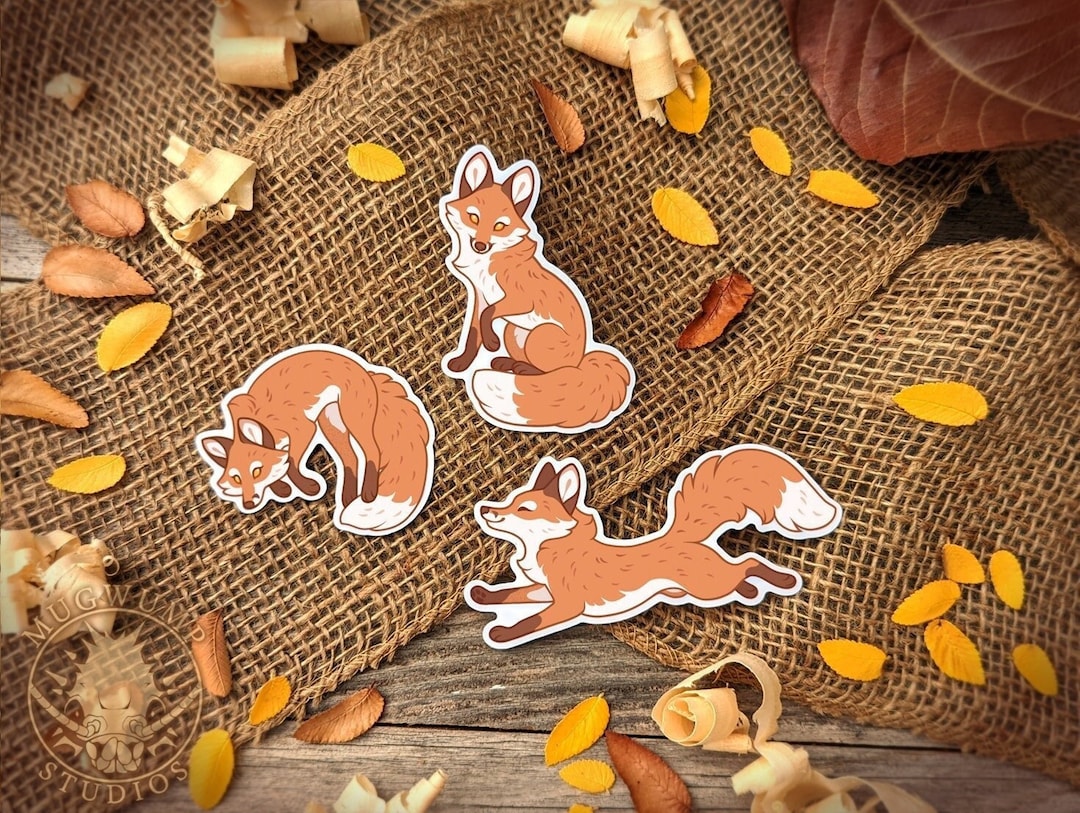 Fox Vinyl Stickers (pack of 3) - Cute Waterproof Fox Sticker Pack - Etsy