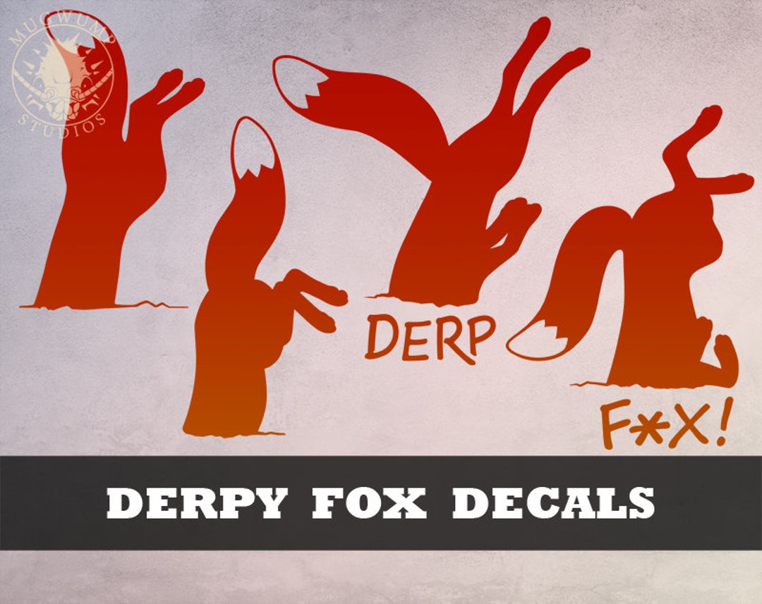 Derpy Fox Butt Decals - Fox, Canine, Vulpine, Funny, Silly, Swear, Cuss ...