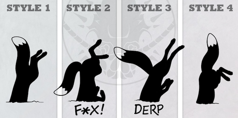Derpy Fox Butt Decals - Fox, Canine, Vulpine, Funny, Silly, Swear, Cuss ...