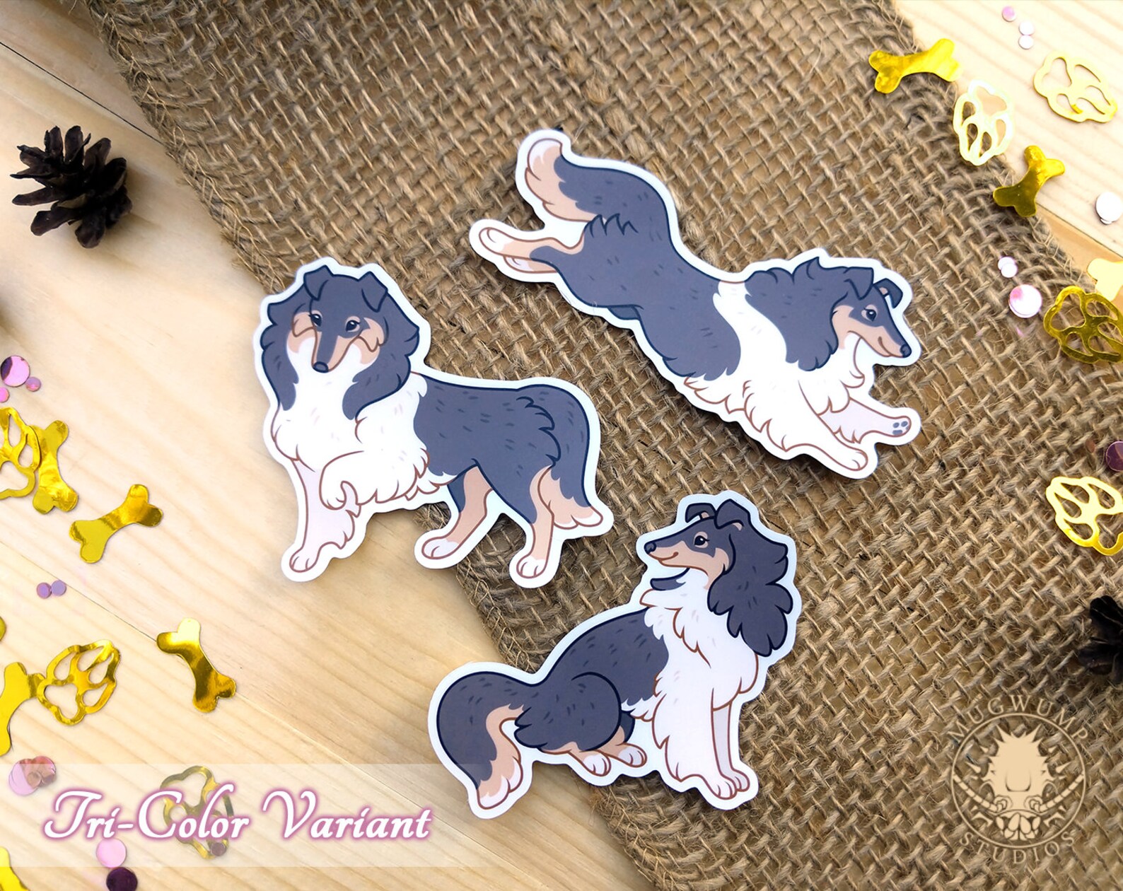 Rough Collie Vinyl Stickers pack of 3 Cute Waterproof Dog - Etsy