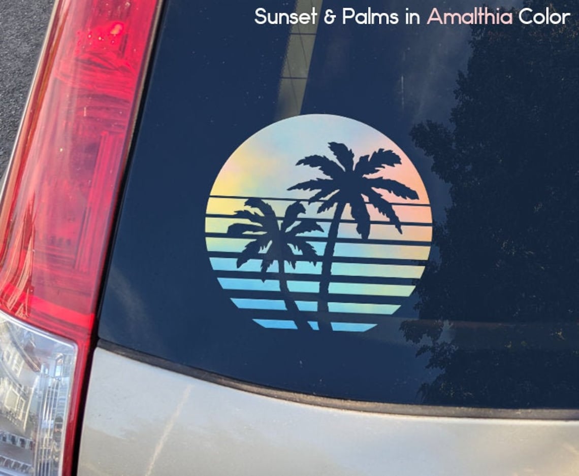 Synthwave Sunset Decal Vaporwave Vinyl Decal Retro Bumper - Etsy