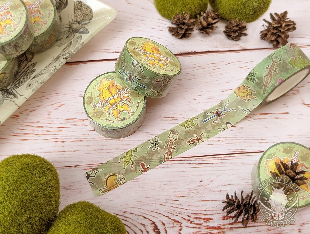 Phasmid Washi Tape - Cute Stick and Leaf Bug Pattern, Cute Bug Tape ...