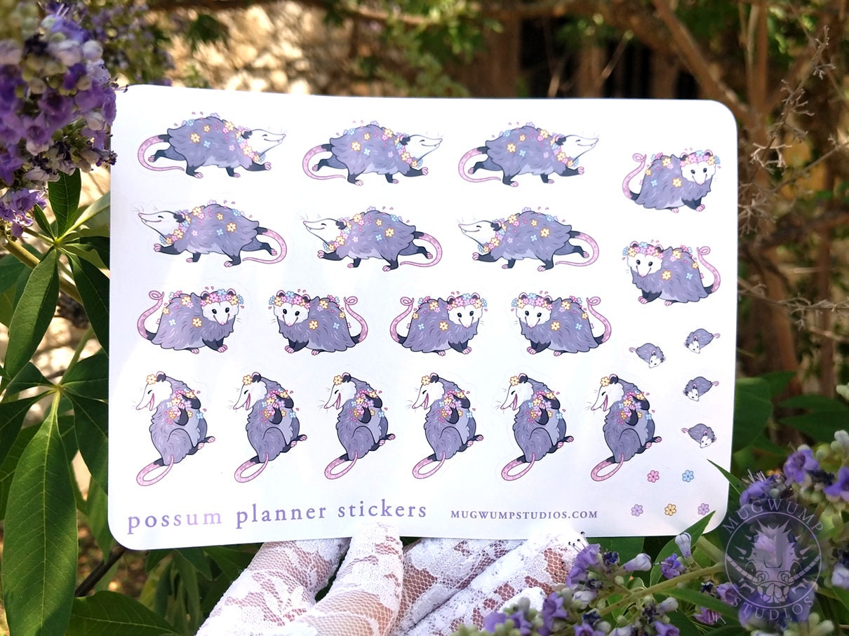 Opossum Planner Stickers Cute Possum Sticker Sheet Bujo - Etsy