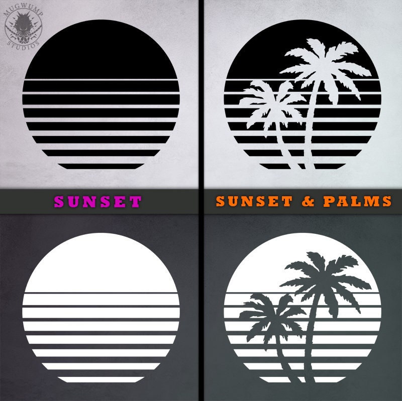 Synthwave Sunset Decal Vaporwave Vinyl Decal Retro Bumper - Etsy