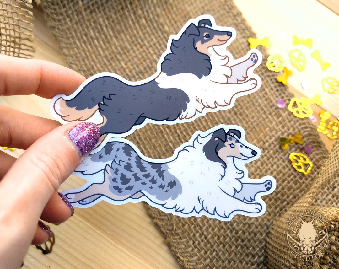 Rough Collie Vinyl Stickers (pack of 3) - Cute Waterproof Dog Sticker ...