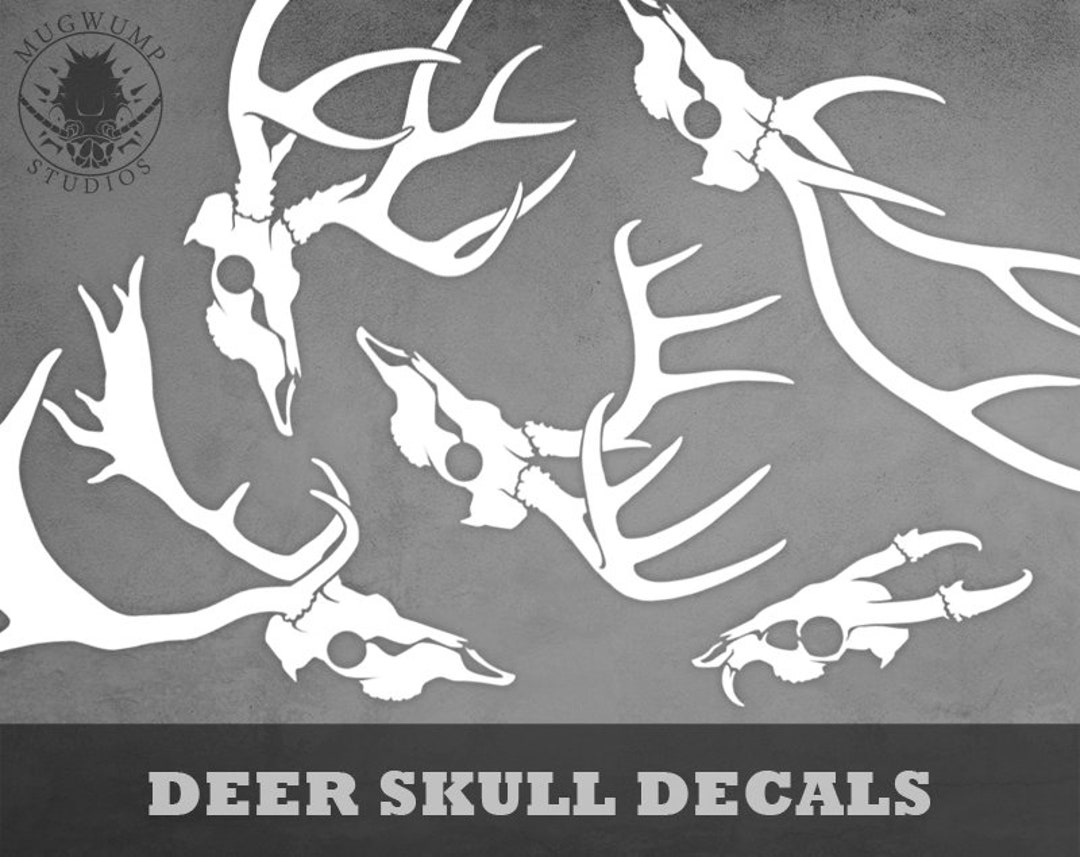 Deer Skull Decal - Whitetail Deer, Fallow Deer, Axis Deer, Mule Deer ...
