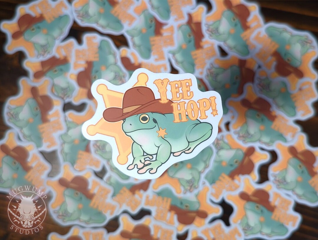 Cowboy Frog Sticker, Yee Hop, Yee Haw, Funny Cute Sticker - Etsy