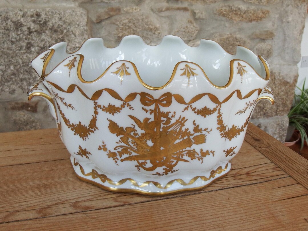 Le Tallec Limoges Porcelain Monteith Wine Cooler: 1950s French ...