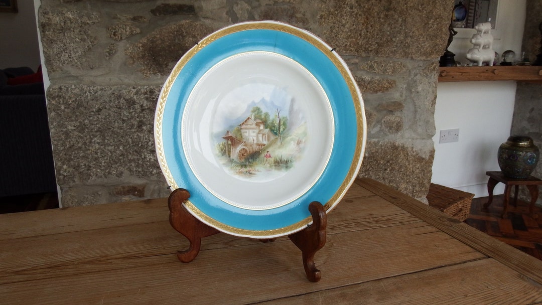 Rare 19th C Turquoise Ground Hand Painted Minton Plate Pattern No A6802 ...