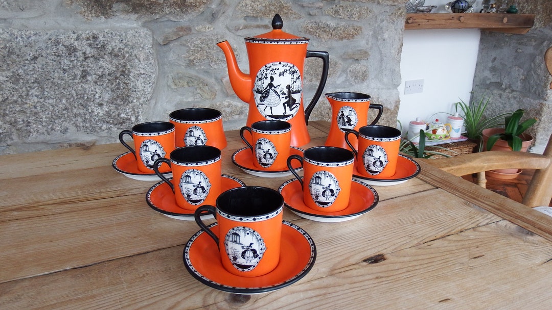 Rare Art Deco Carlton Ware "cameo Gallant" Coffee Set Pattern #2869 ...