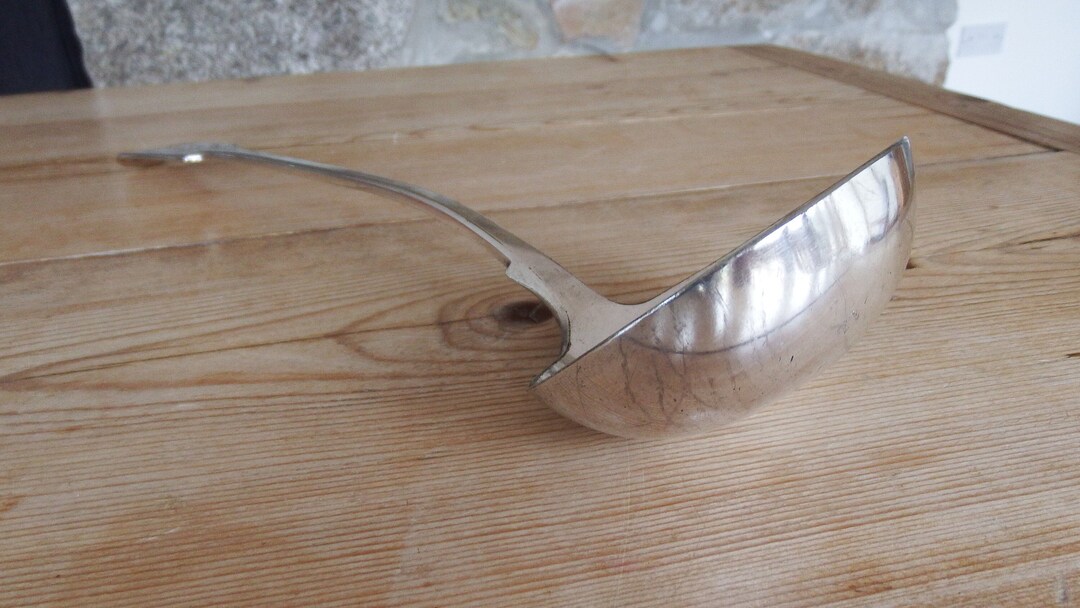 Large Antique Silver Plate Ladle, Serving Ladle, Soup Ladle, Bears ...