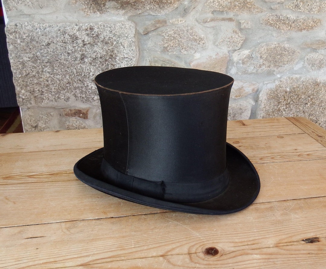 Antique Top Hat C1900 Mens French Black Plush Folding Silk Opera Hat UK ...